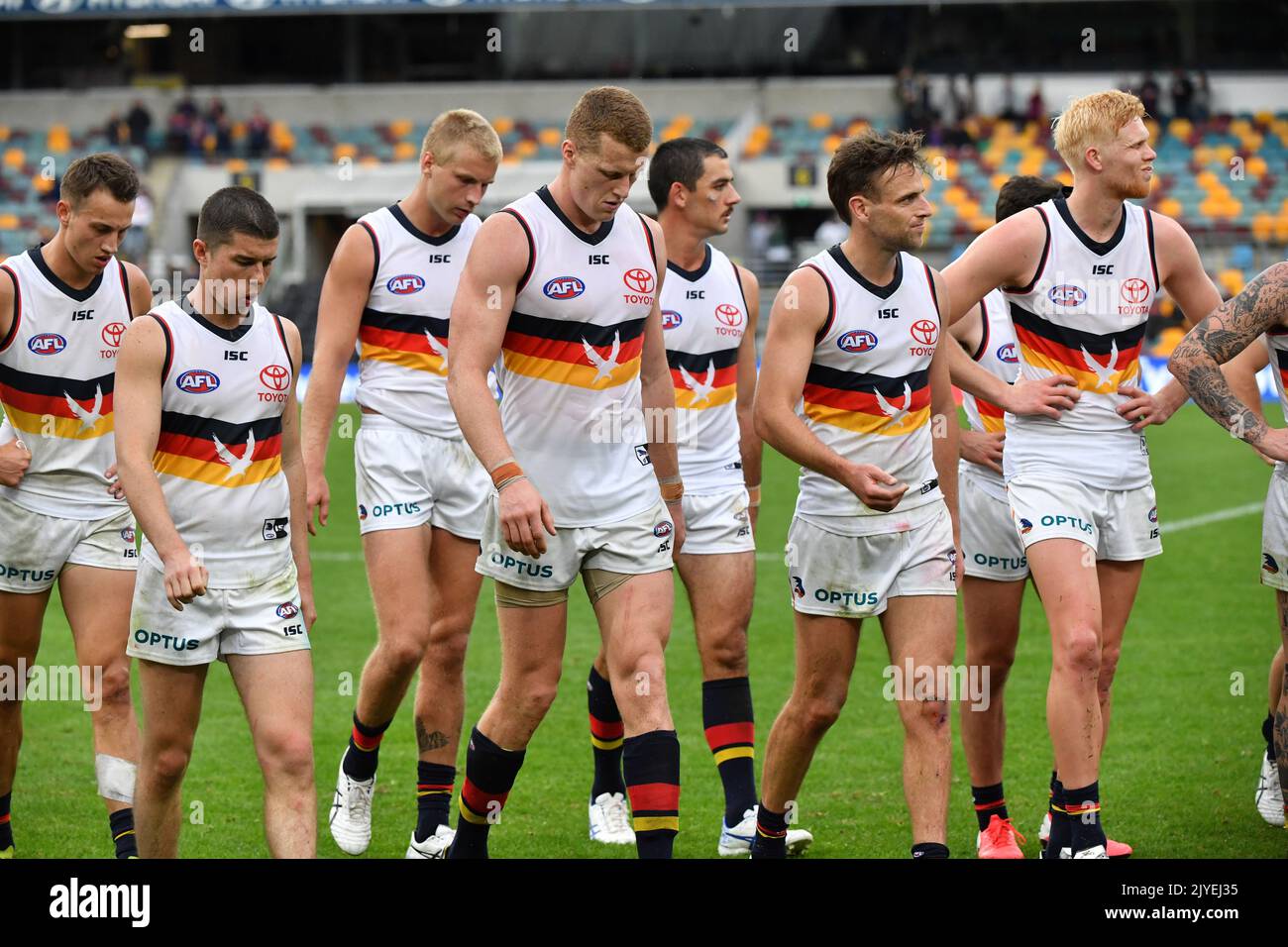 Crows players are seen after losing the Round 4 AFL match between the ...