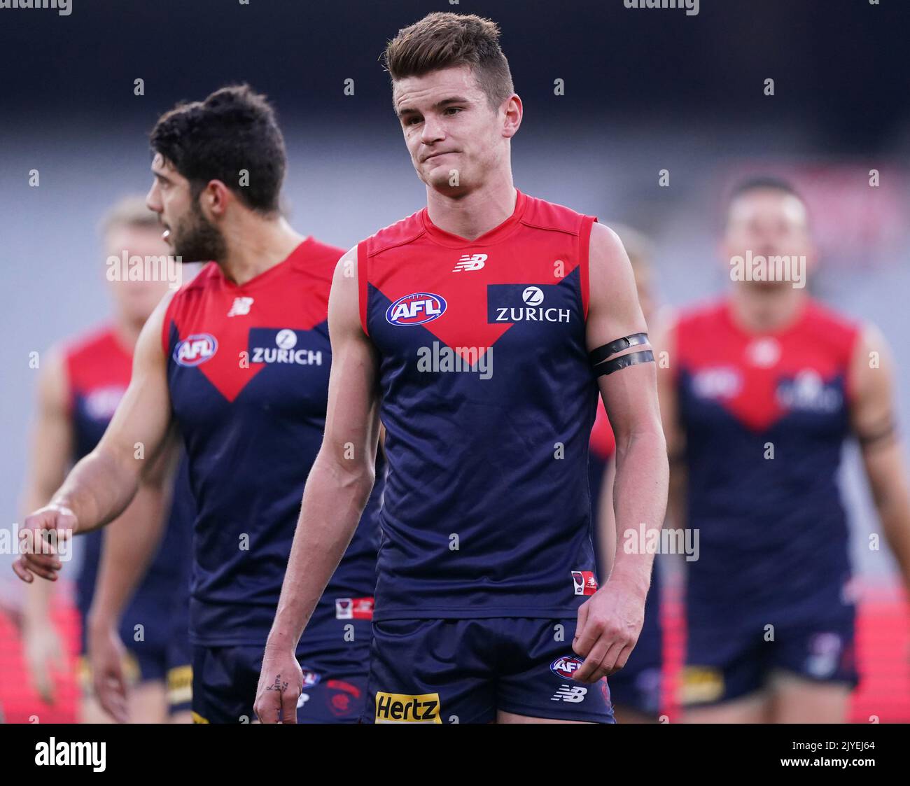 Bayley Fritsch of the Demons at half time during the Round 4 AFL match ...
