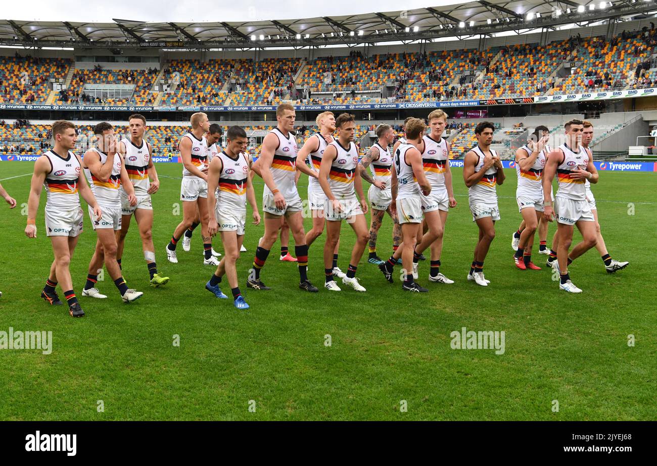 Crows players are seen after losing the Round 4 AFL match between the ...