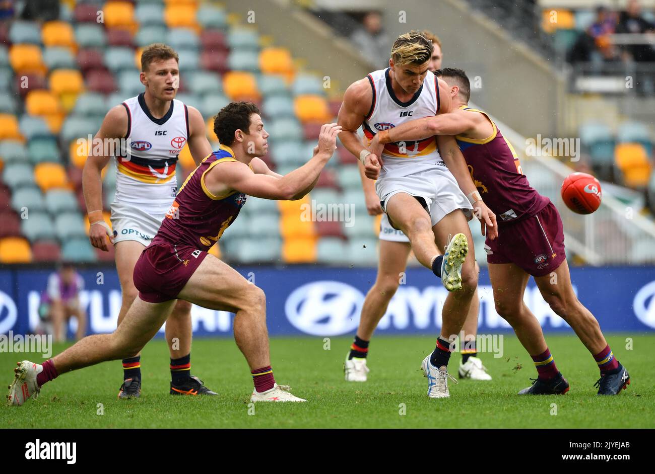 Ben Keays (centre) of the Crows in action during the Round 4 AFL match ...