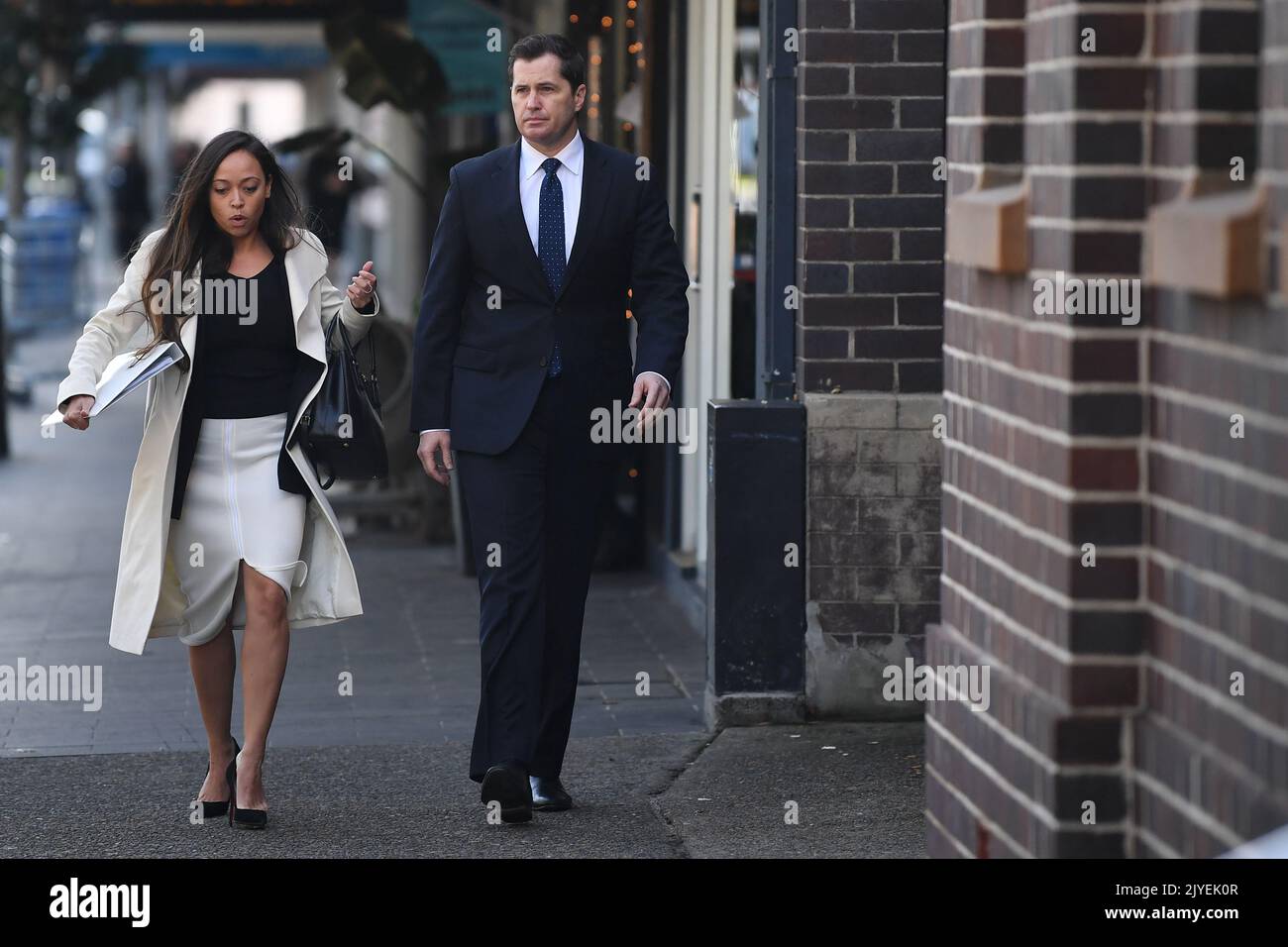 Ryan Phelan (right) arrives at Manly Local Court in Sydney, Tuesday ...