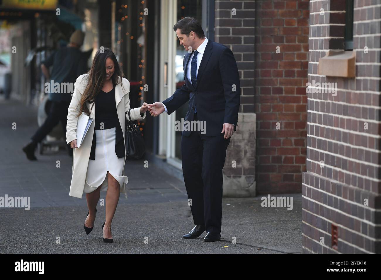 Ryan Phelan (right) arrives at Manly Local Court in Sydney, Tuesday ...