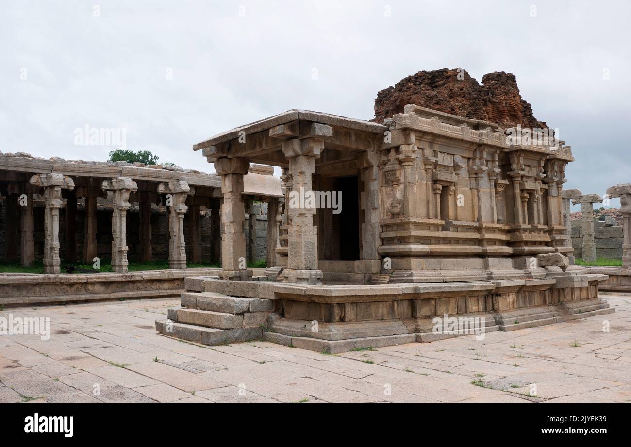 Small shrine in the courtyard of Vitthal Temple at Hampi state ...