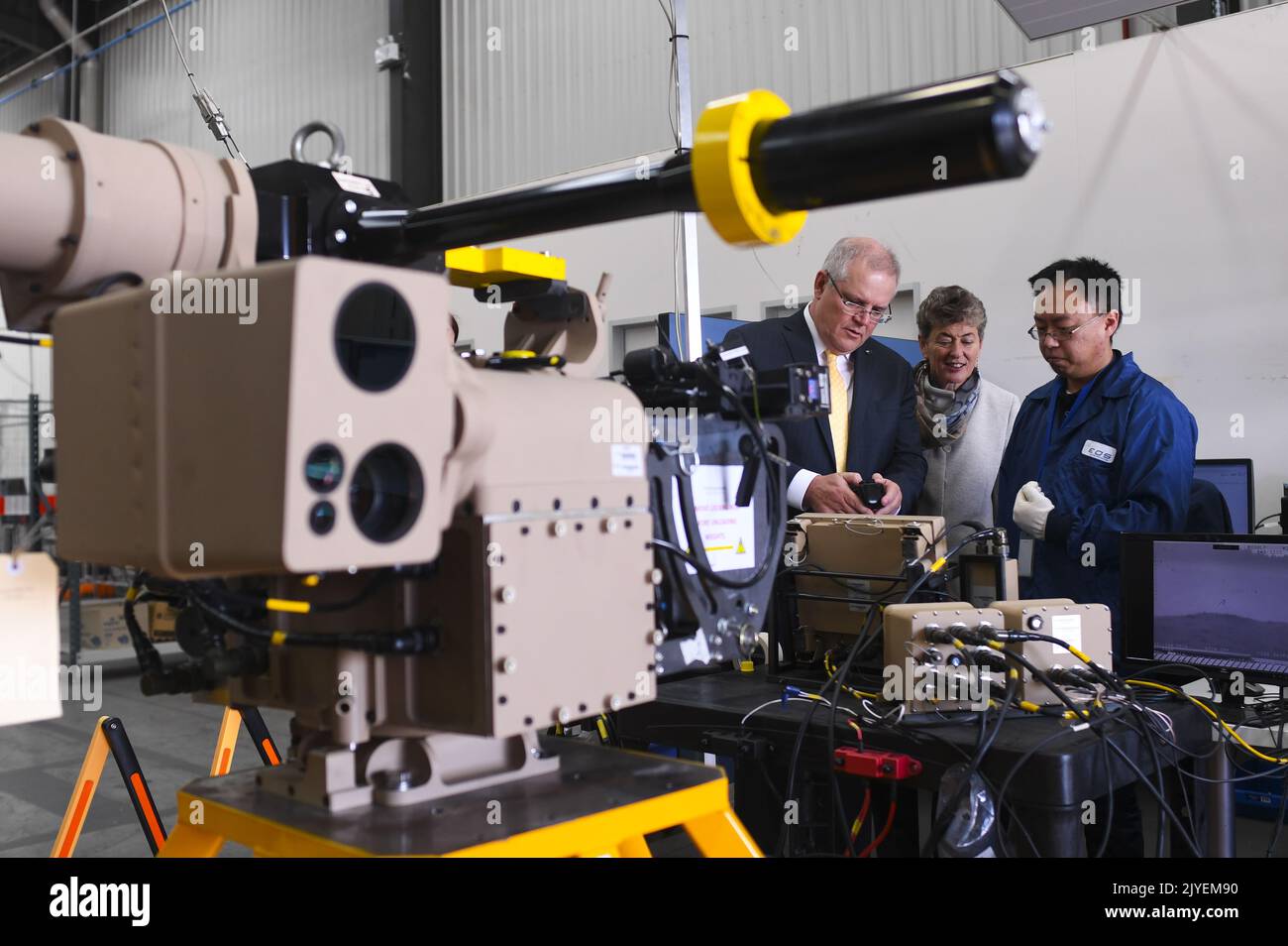 Australian Prime Minister takes a look at defence machinery during a ...