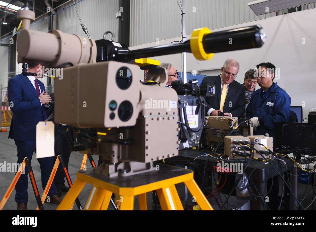Australian Prime Minister takes a look at defence machinery during a ...
