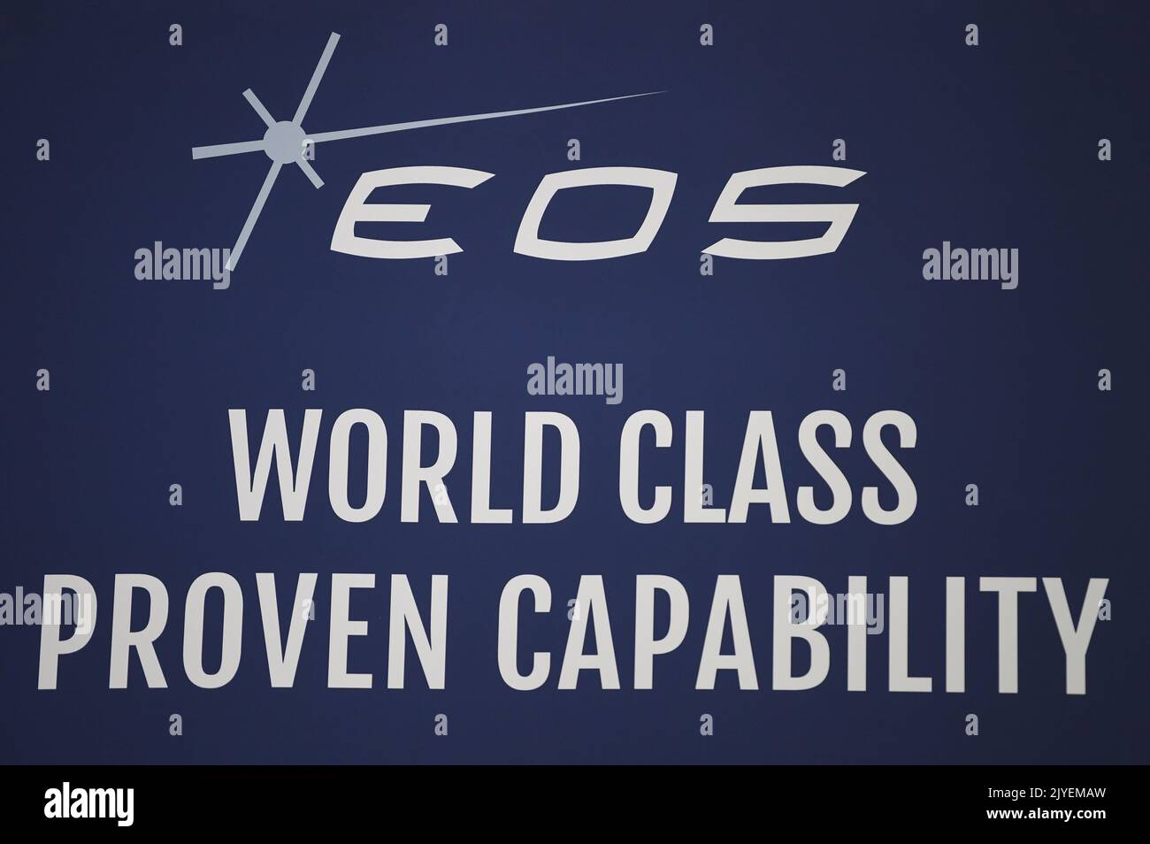 The logo of Electro Optics Systems (EOS) in Canberra, Thursday, July 2 ...