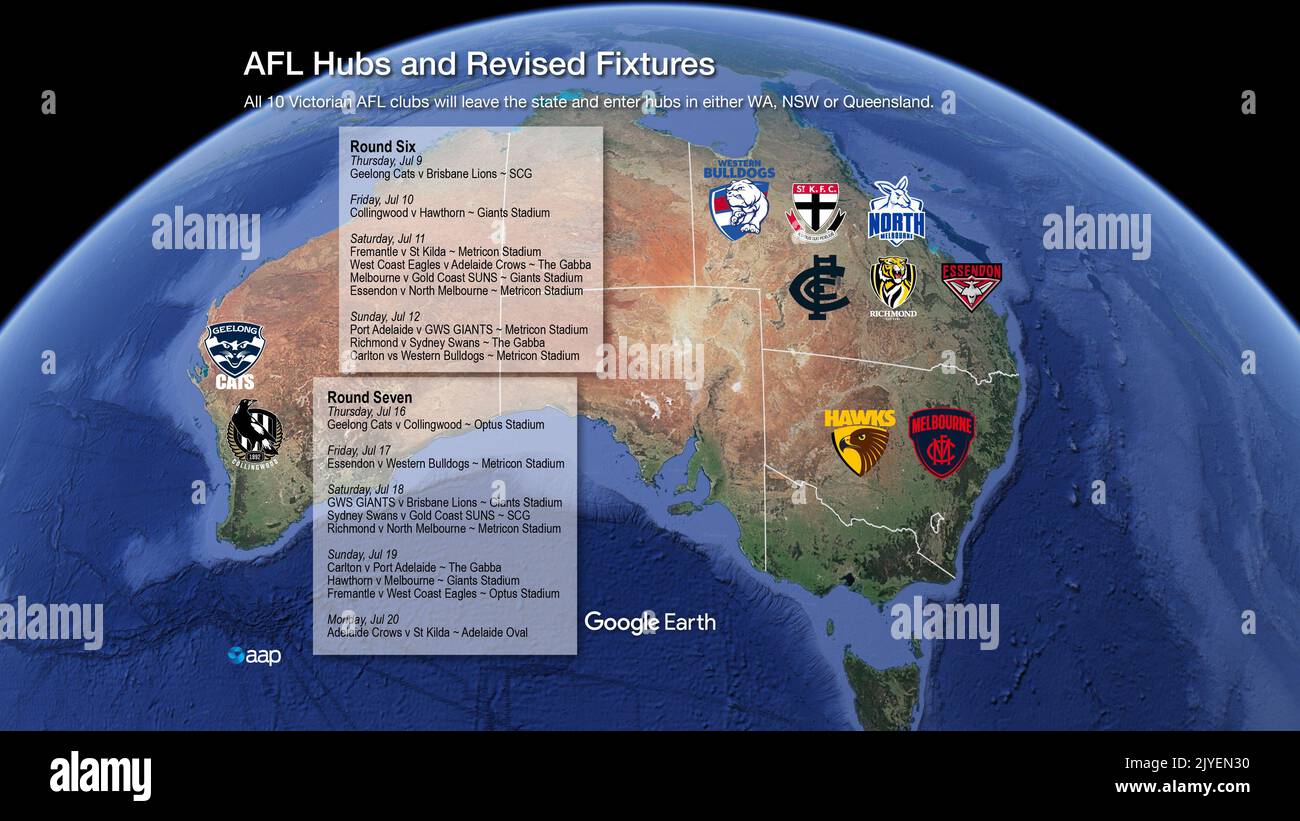 All 10 Victorian AFL clubs will leave the state and enter hubs in ...