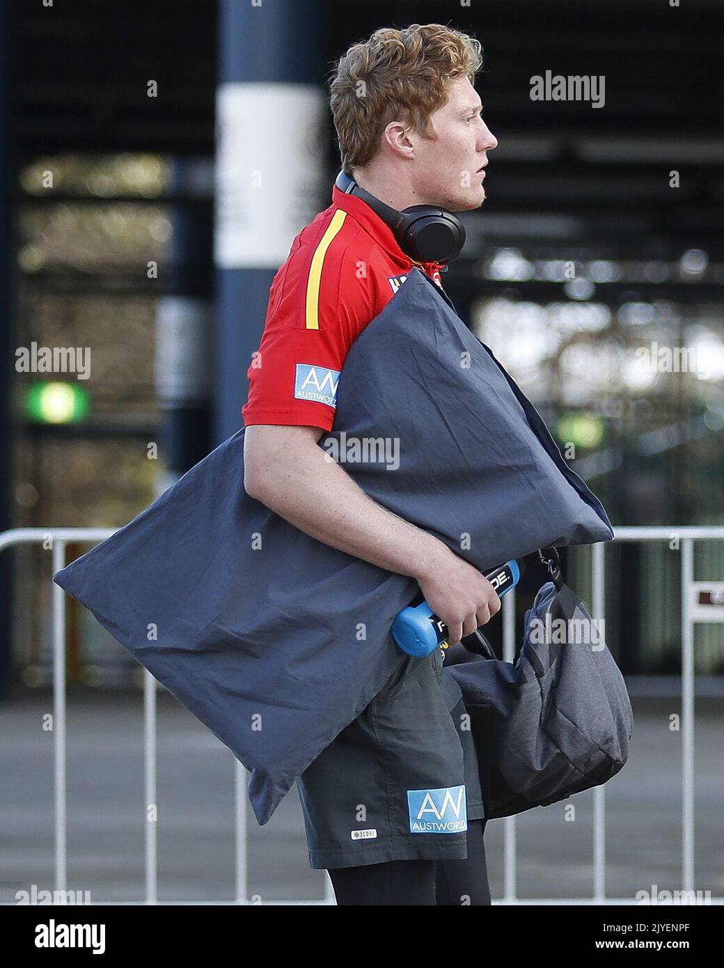 Matthew Rowell of the Suns arrives before the Round 5 AFL match between ...