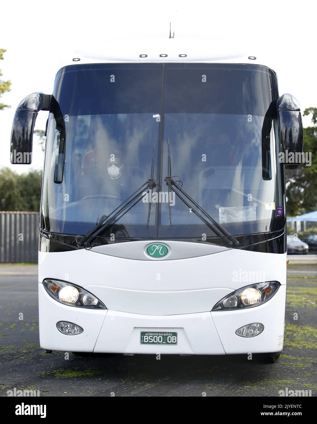 The Gold Coast Suns bus arrives before the Round 5 AFL match between ...