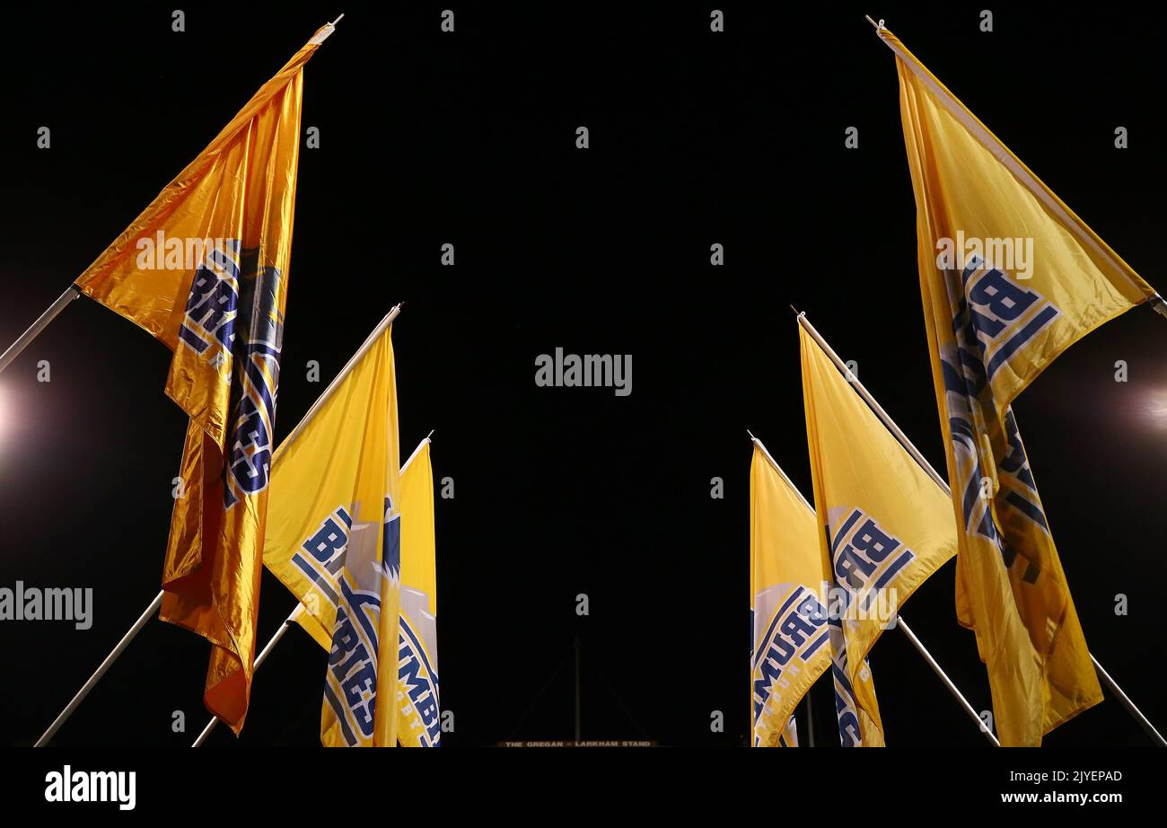 Brumbies flags are pictured before the Round 1 Super Rugby match ...