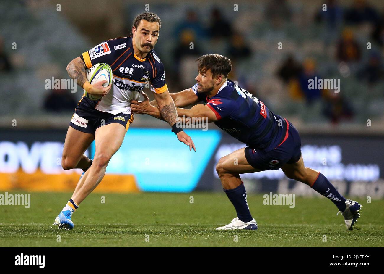 Andy Muirhead of the Brumbies makes a line break during the Round 1 ...