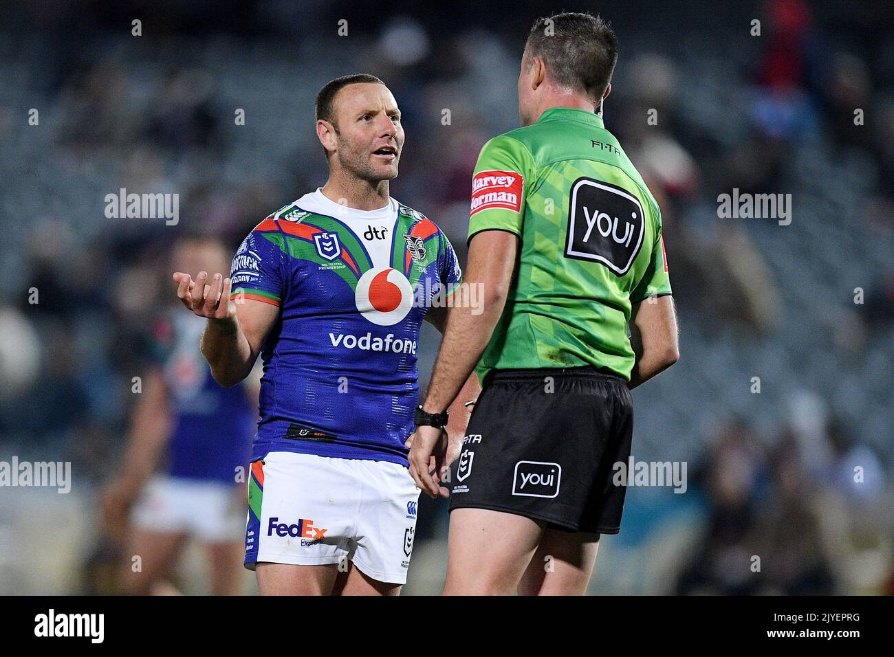 Blake Green of the Warriors remonstrates with referee Chris Butler ...