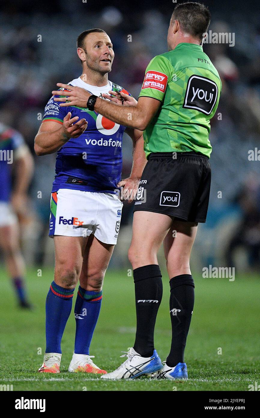 Blake Green of the Warriors remonstrates with referee Chris Butler ...