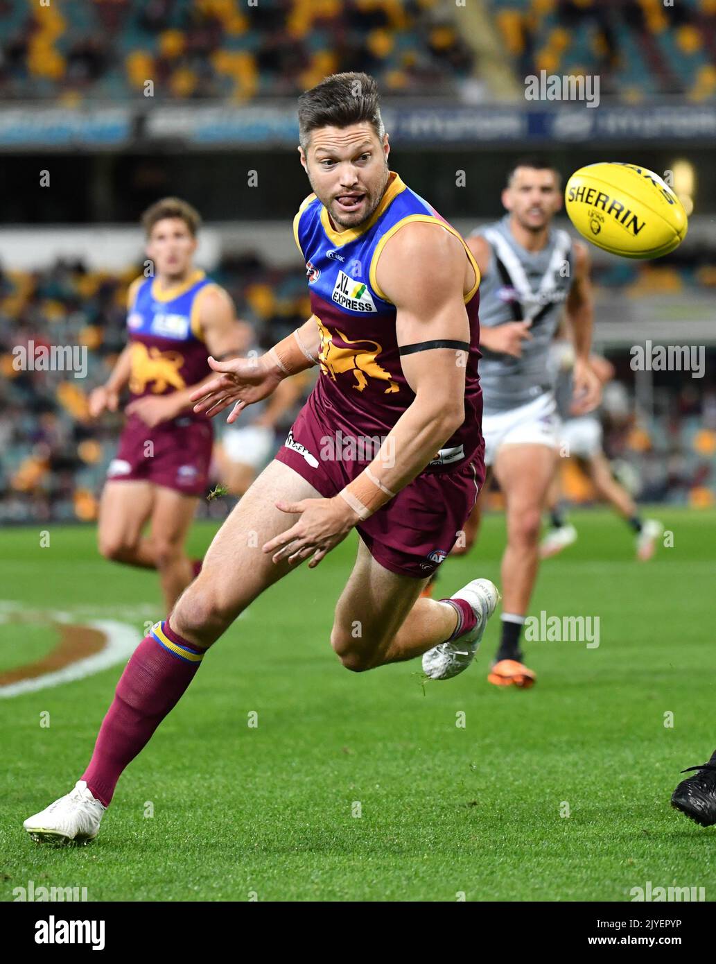 Stefan Martin of the Lions in action during the Round 5 AFL match ...
