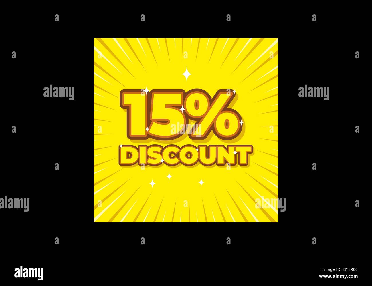 Yellow color of 15 percent discount text effect design Stock Vector ...