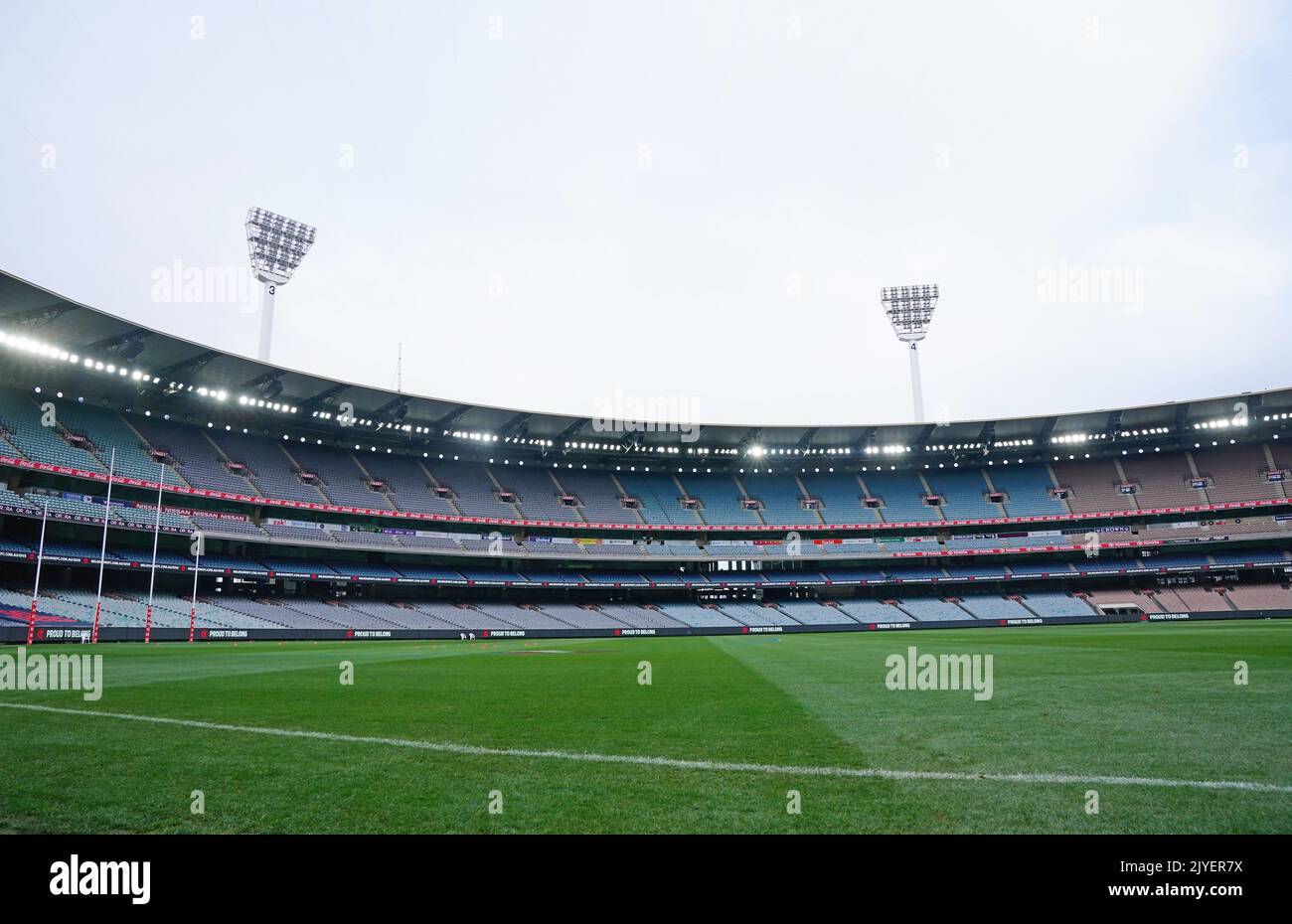 A general view of an empty MCG during the Round 5 AFL match between the ...