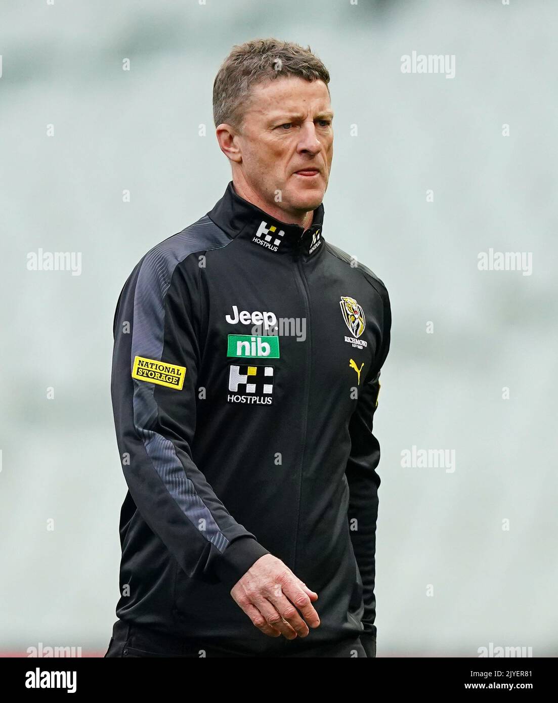 Damien Hardwick, coach of the Tigers looks on during the Round 5 AFL ...