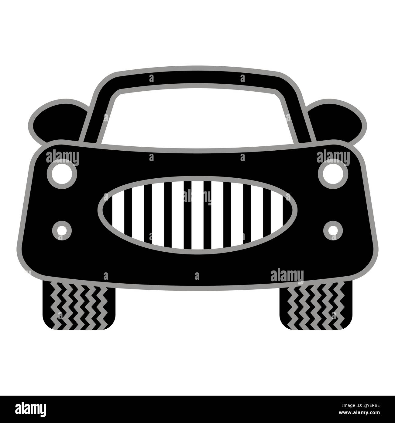 Passenger retro car with round headlights icon isolated on white ...