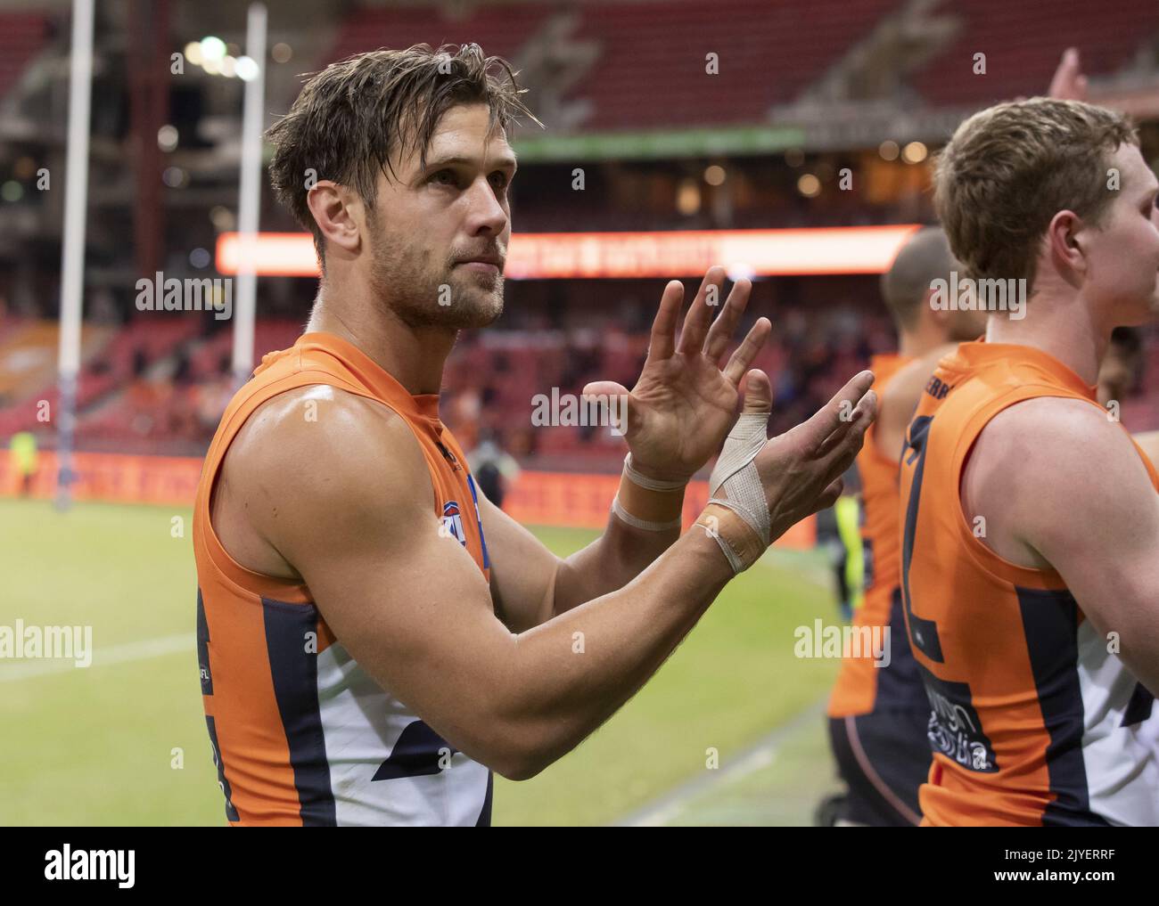 Matt de Boer of the Giants celebrates after the Round 5 AFL match ...