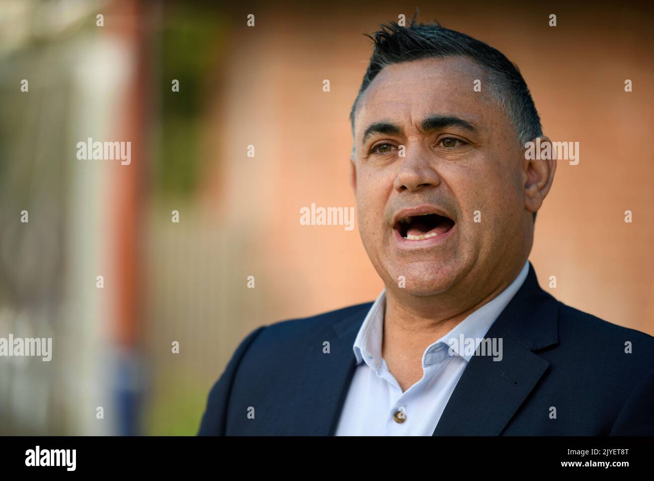 NSW Deputy Premier John Barilaro holds a doorstop during the official ...