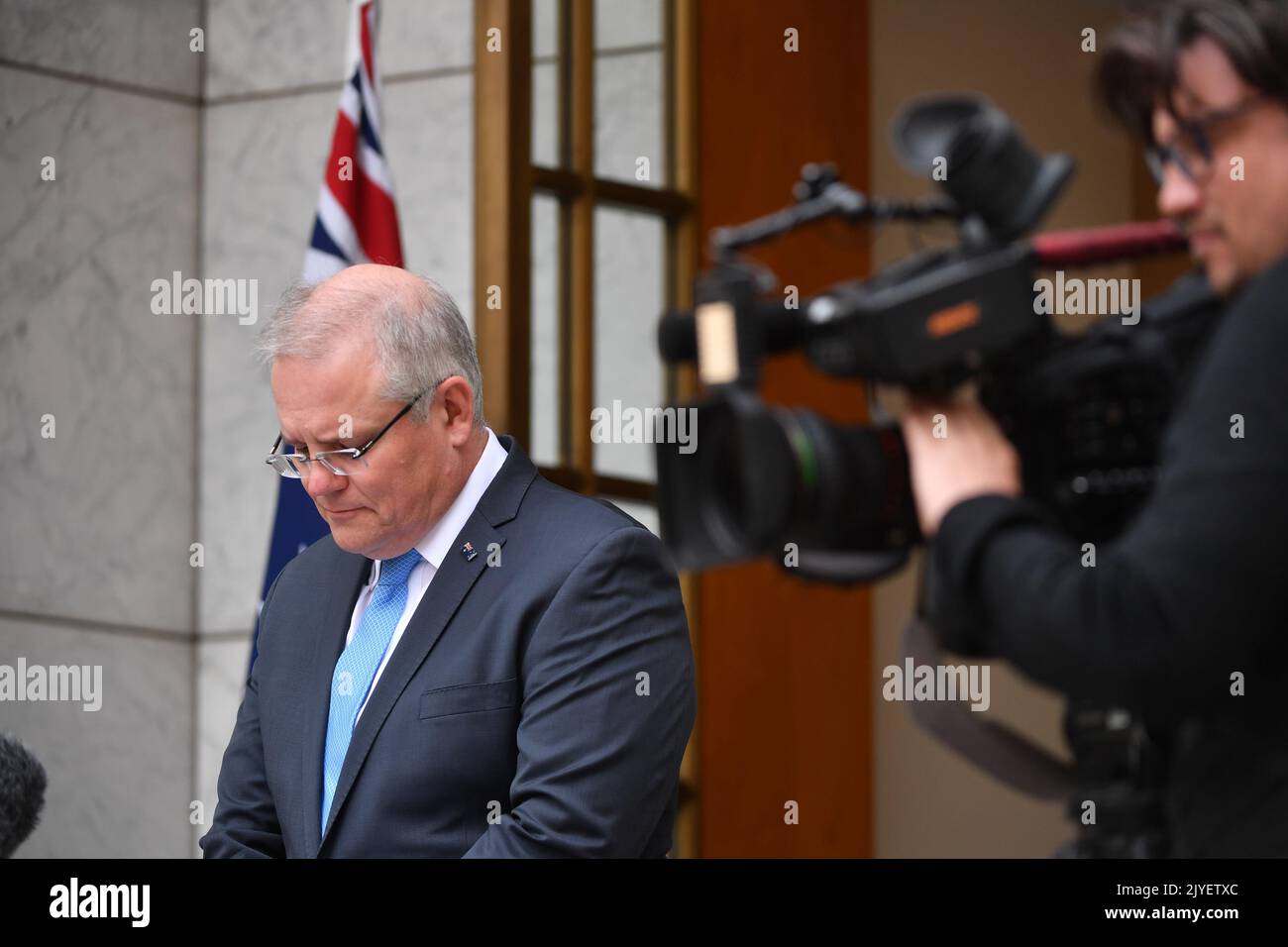 Prime Minister Scott Morrison at a press conference at Parliament House ...
