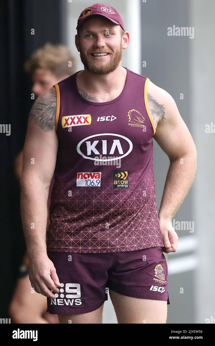 Matt Lodge is seen during a Brisbane Broncos NRL training session at ...