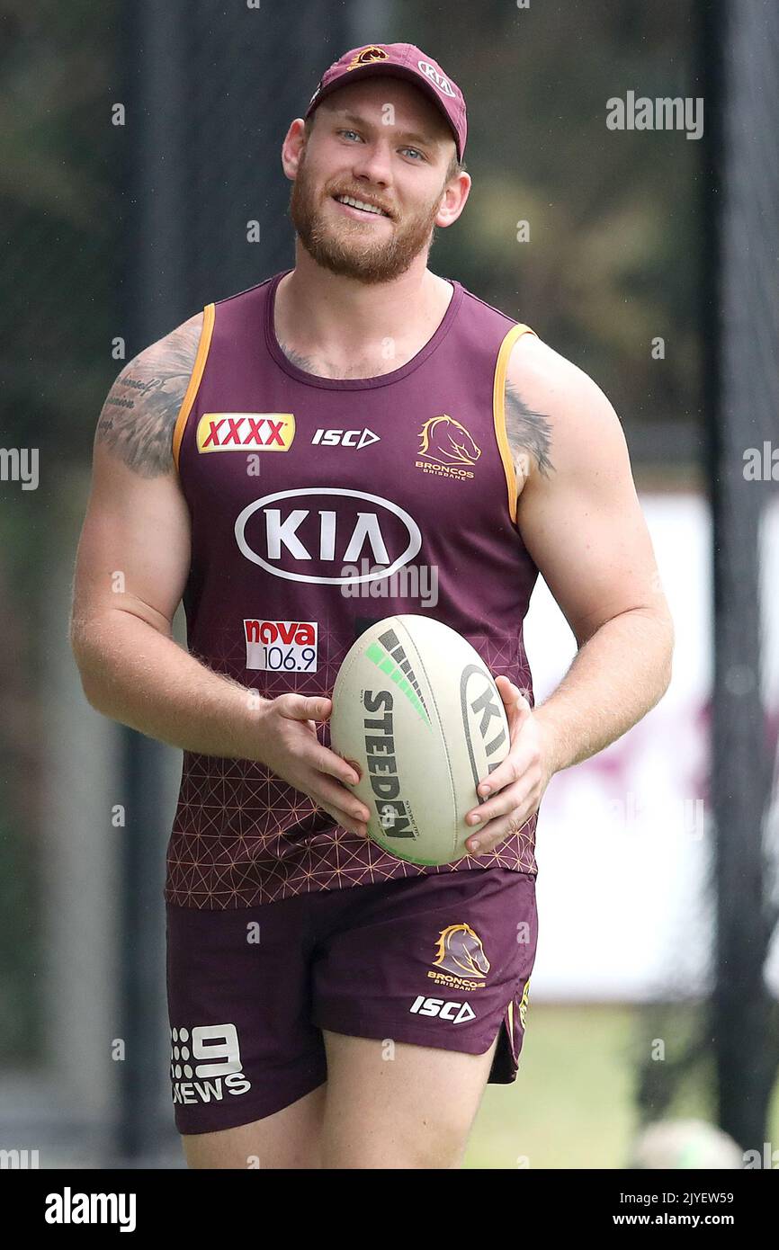 Matt Lodge is seen during a Brisbane Broncos NRL training session at ...