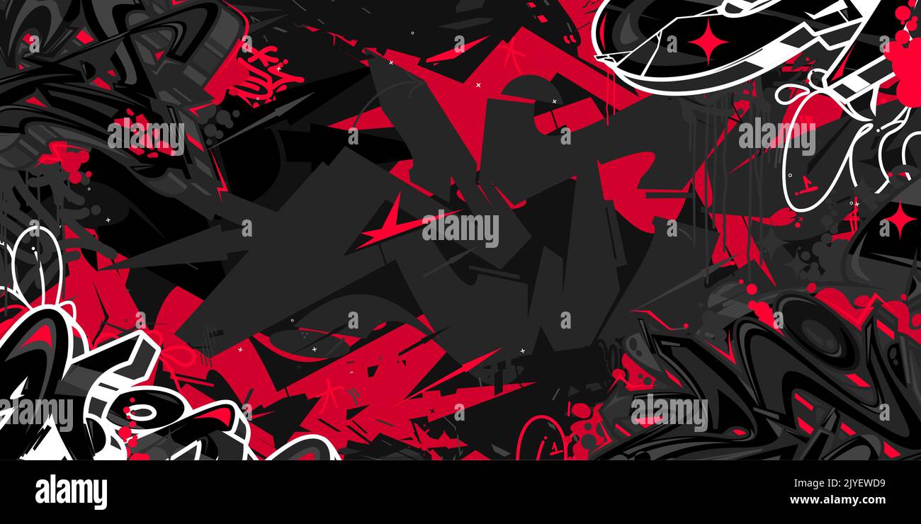 Dark Black Abstract Flat Urban Street Art Graffiti Style Vector ...
