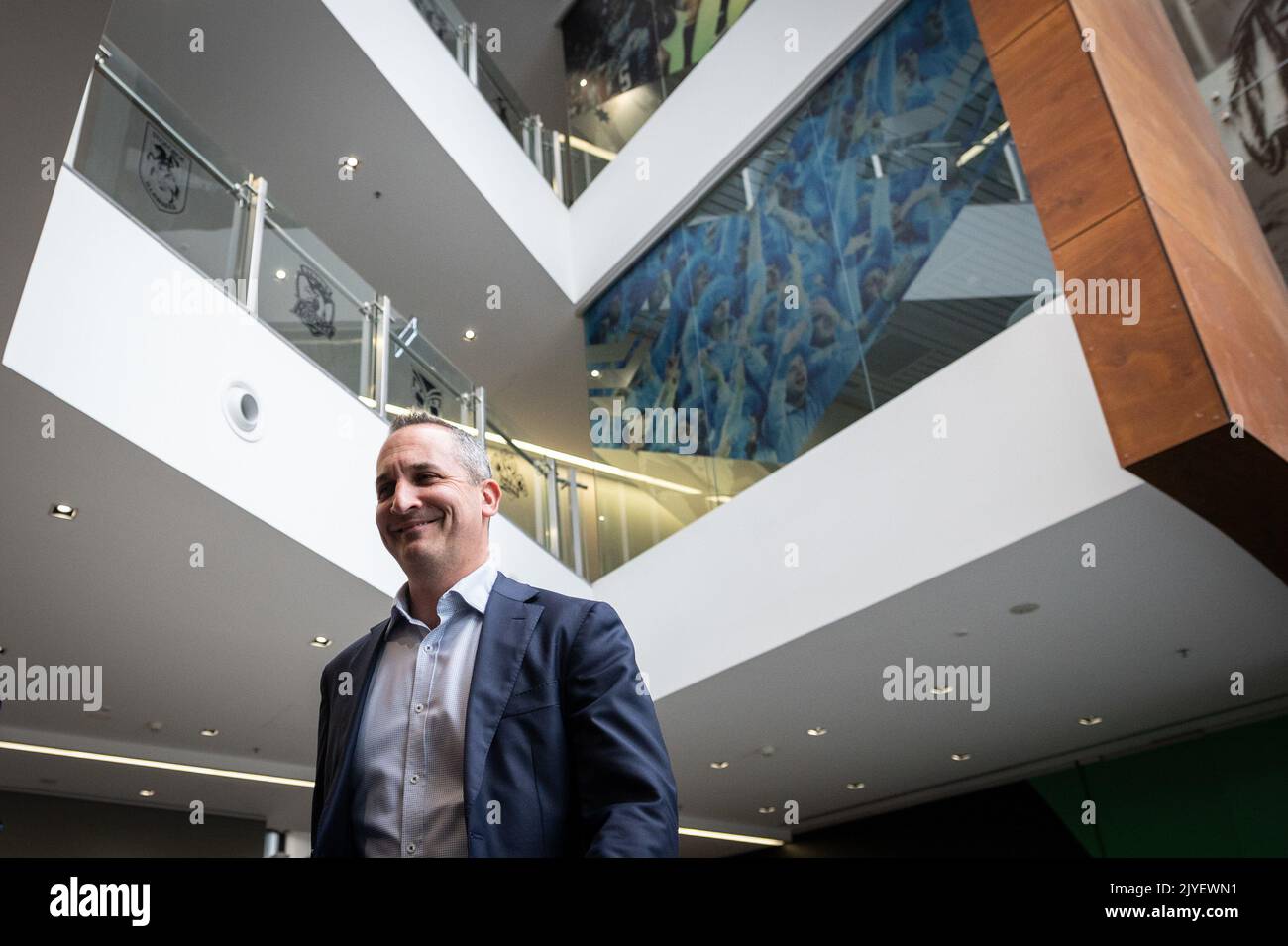 NRL Acting CEO Andrew Abdo arrives at a press conference at Rugby ...
