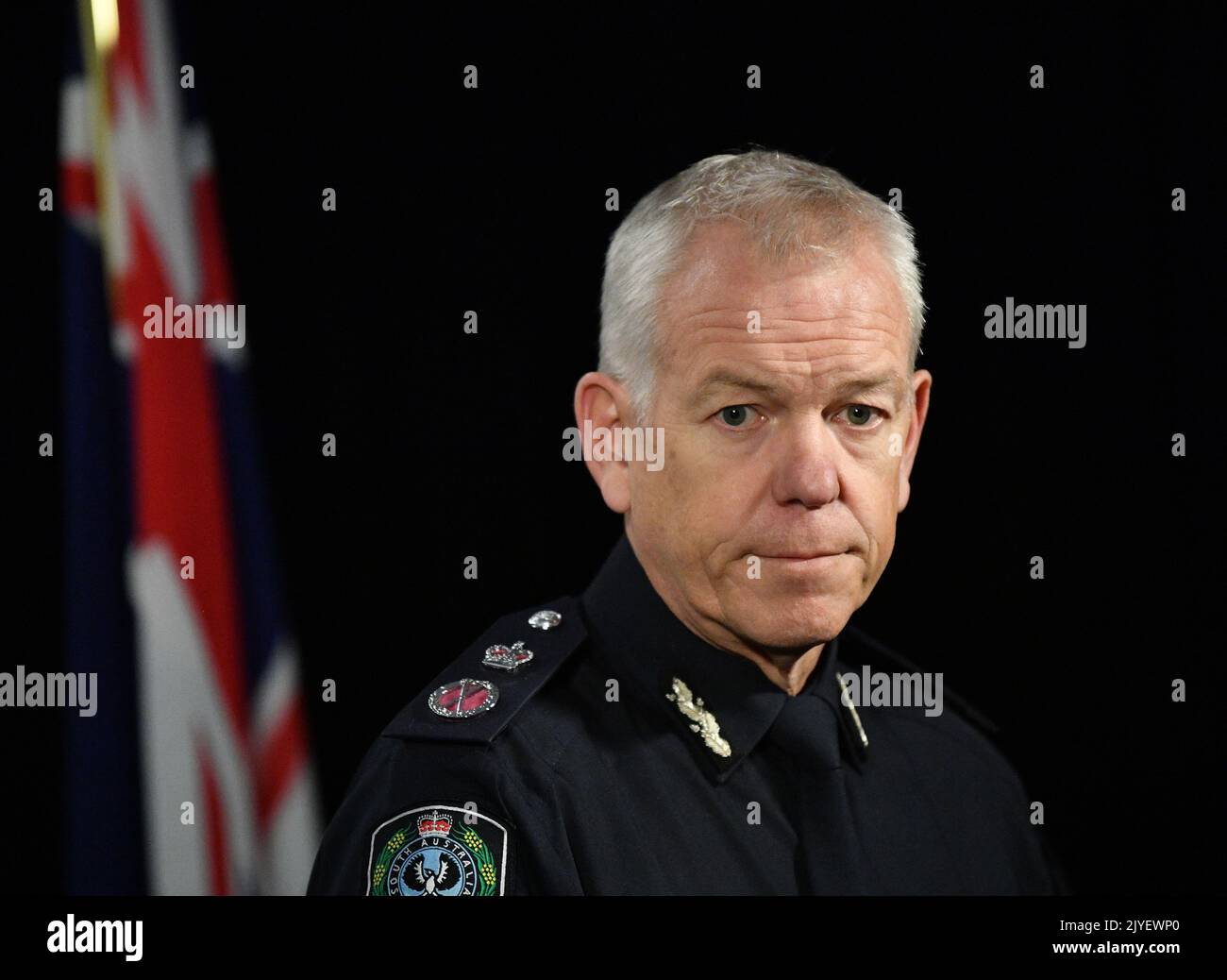 Police Commissioner Grant Stevens speaks to the media in Adelaide ...