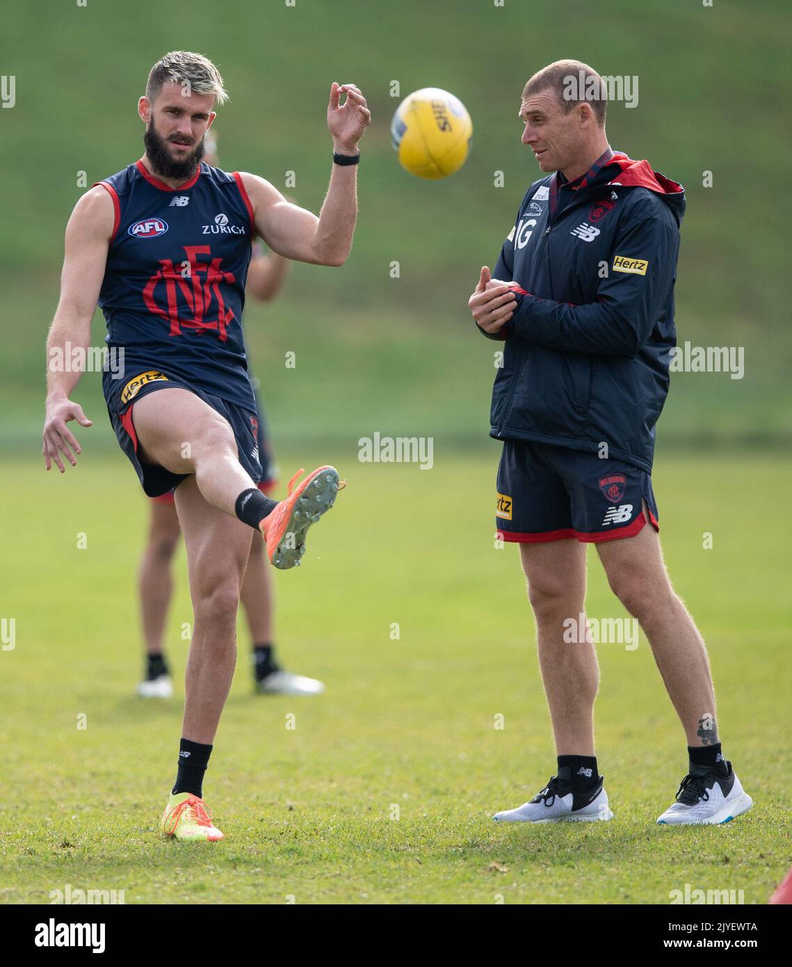 Joel Smith in action during an AFL Melbourne Demons training session at ...