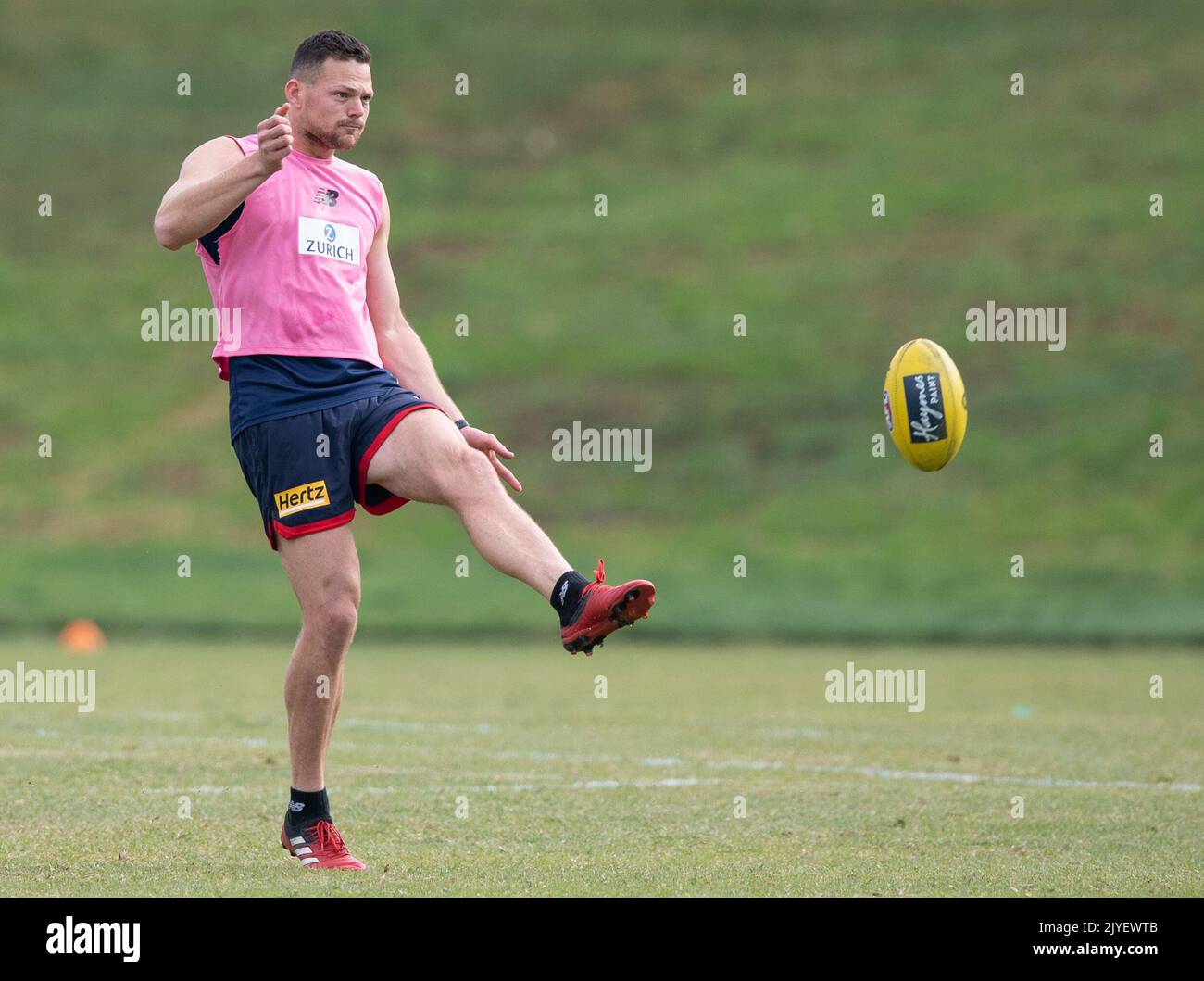 Steven May during an AFL Melbourne Demons training session at Macquarie ...
