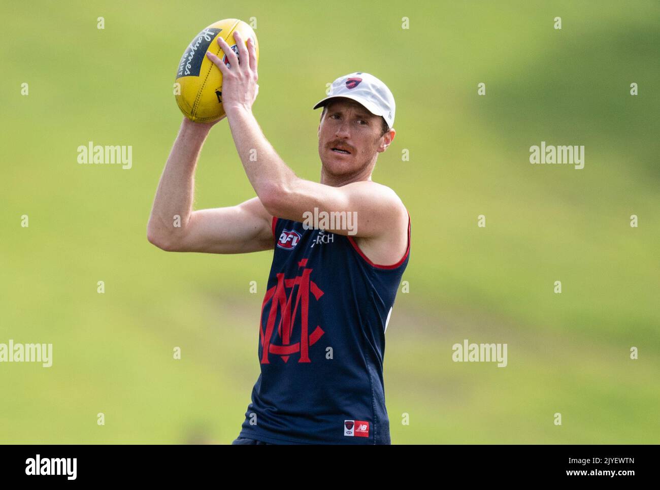 Mitch Brown in action during an AFL Melbourne Demons training session ...