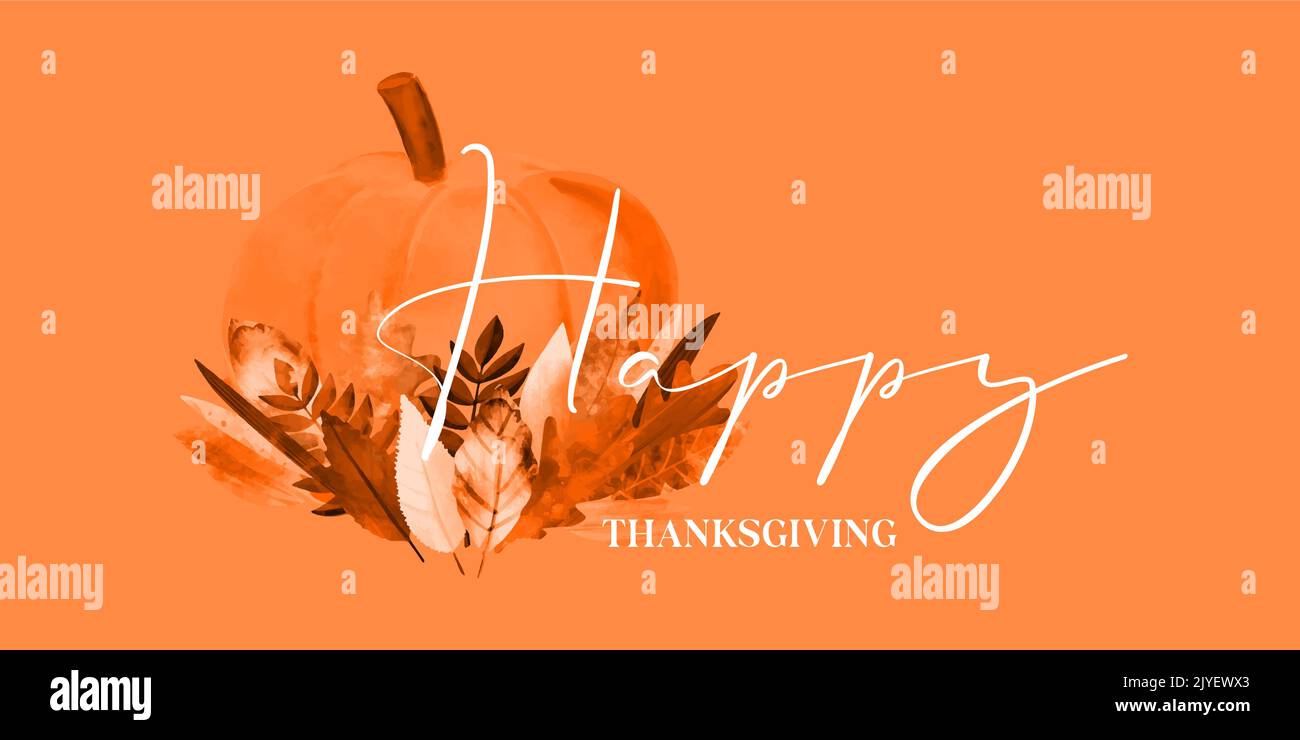 Happy Thanksgiving card design illustration orange color Stock Vector ...