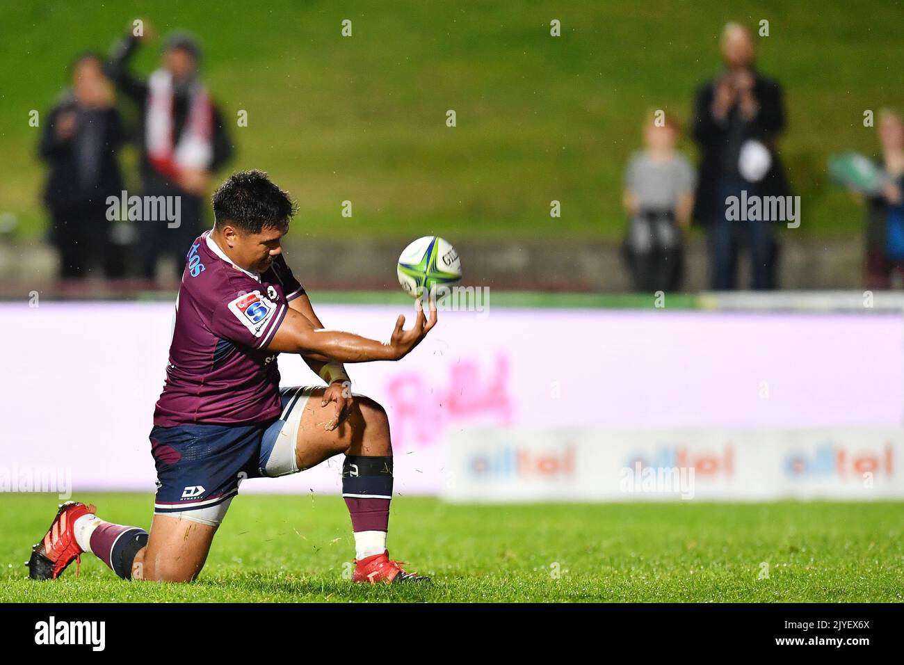 Alex Mafi of the Reds celebrates scoring a try during the Round 2 Super ...