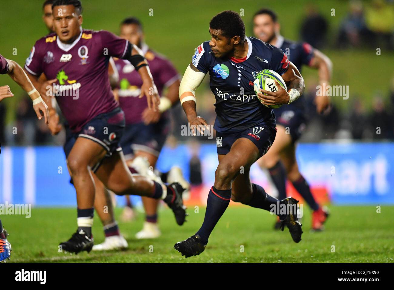 Marika Koroibete of the Rebels runs the ball during the Round 2 Super ...