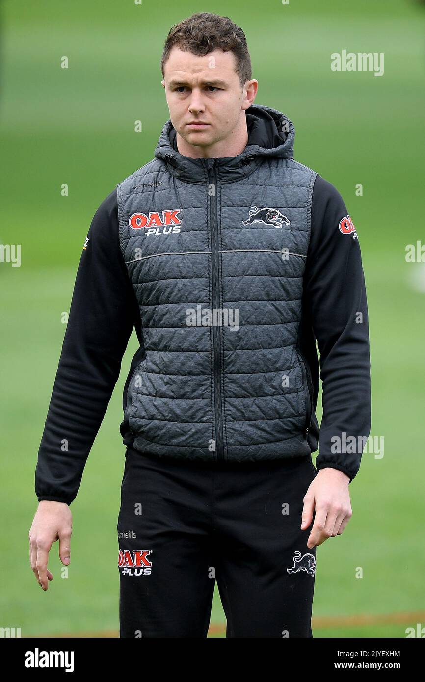 Dylan Edwards of the Panthers is seen on the field ahead of the Round 9 ...