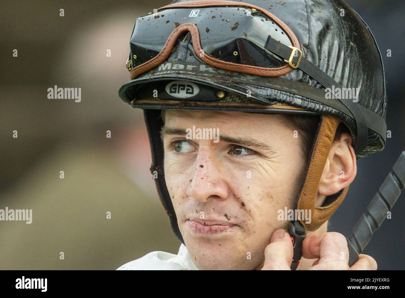 Jockey Jason Collett looks on after winning race 7, the Kia Winter ...