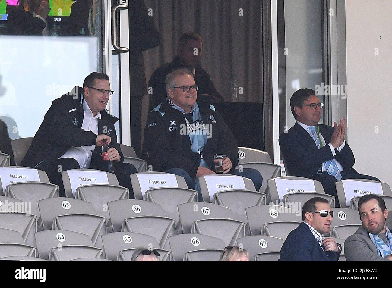 Prime Minister Scott Morrison watches on from the stands during the ...