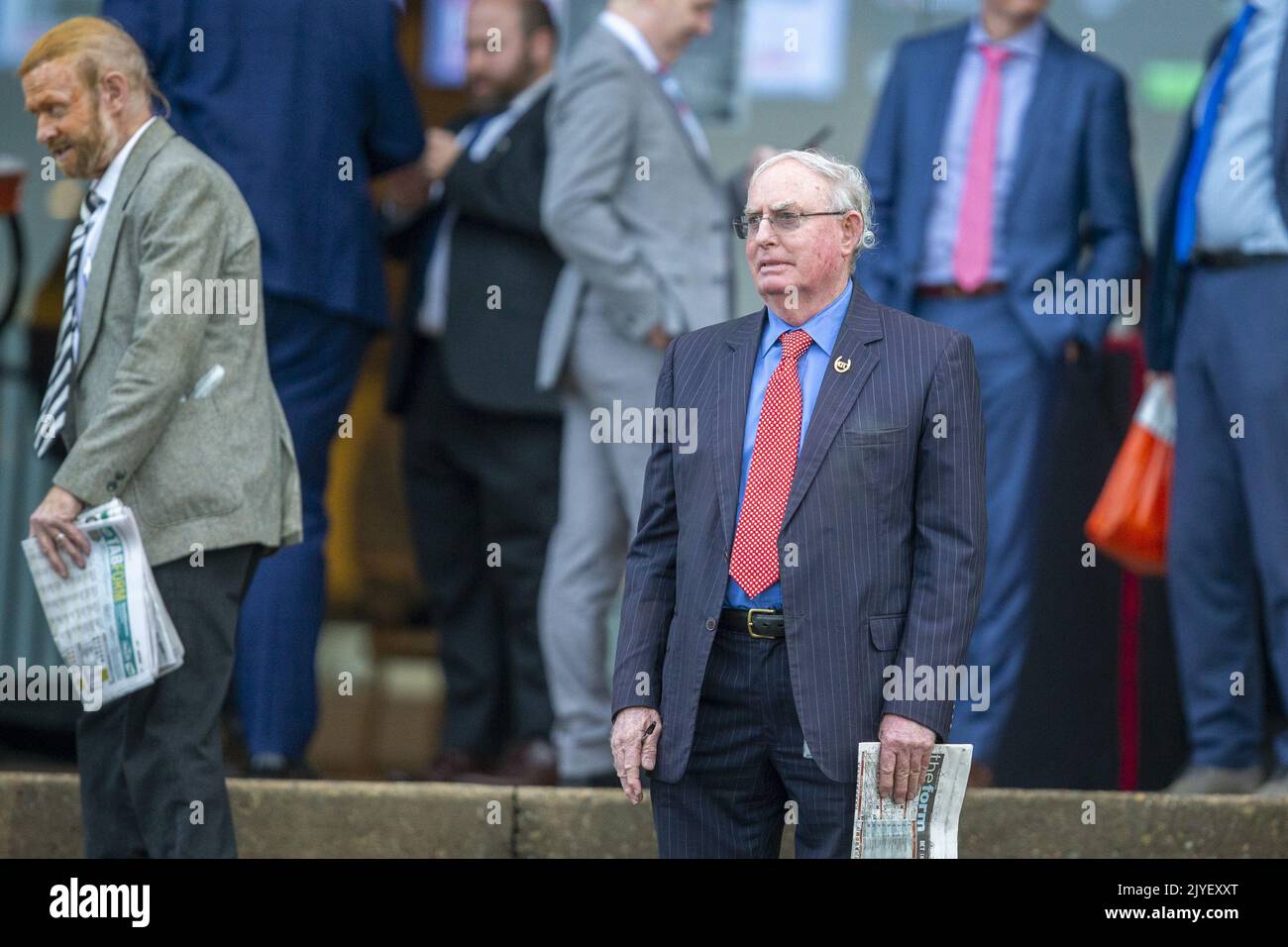 A punter looks on after the last race, during Australian Turf Club ...