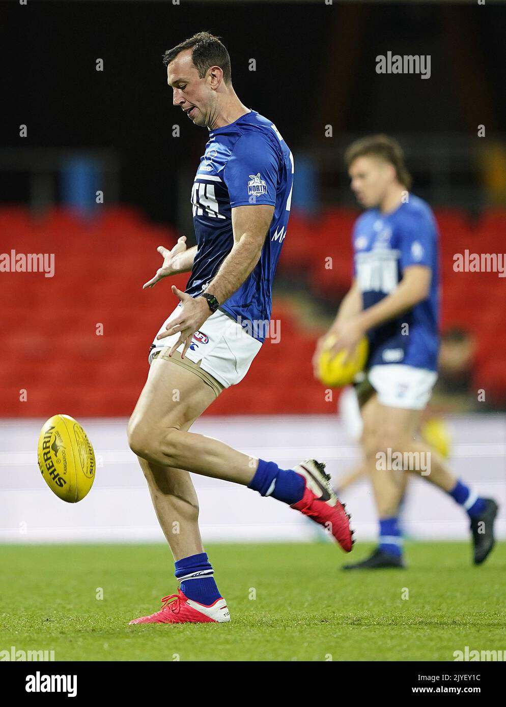 Todd Goldstein of the Kangaroos warms up during the Round 6 AFL match ...