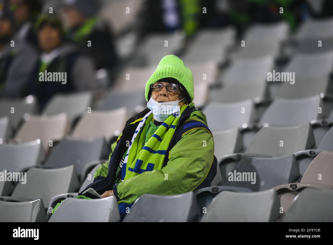 A Canberra Raiders fan is seen during the Round 9 NRL match between the ...