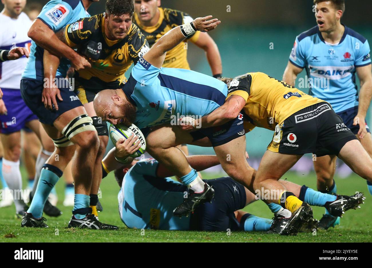 Robert Abel of the Waratahs in action during the Round 2 Super Rugby ...
