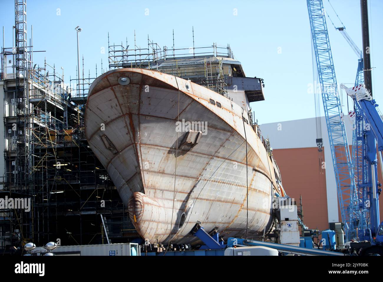 A partol boat under construction at ASC Shipbuilding in Adelaide ...