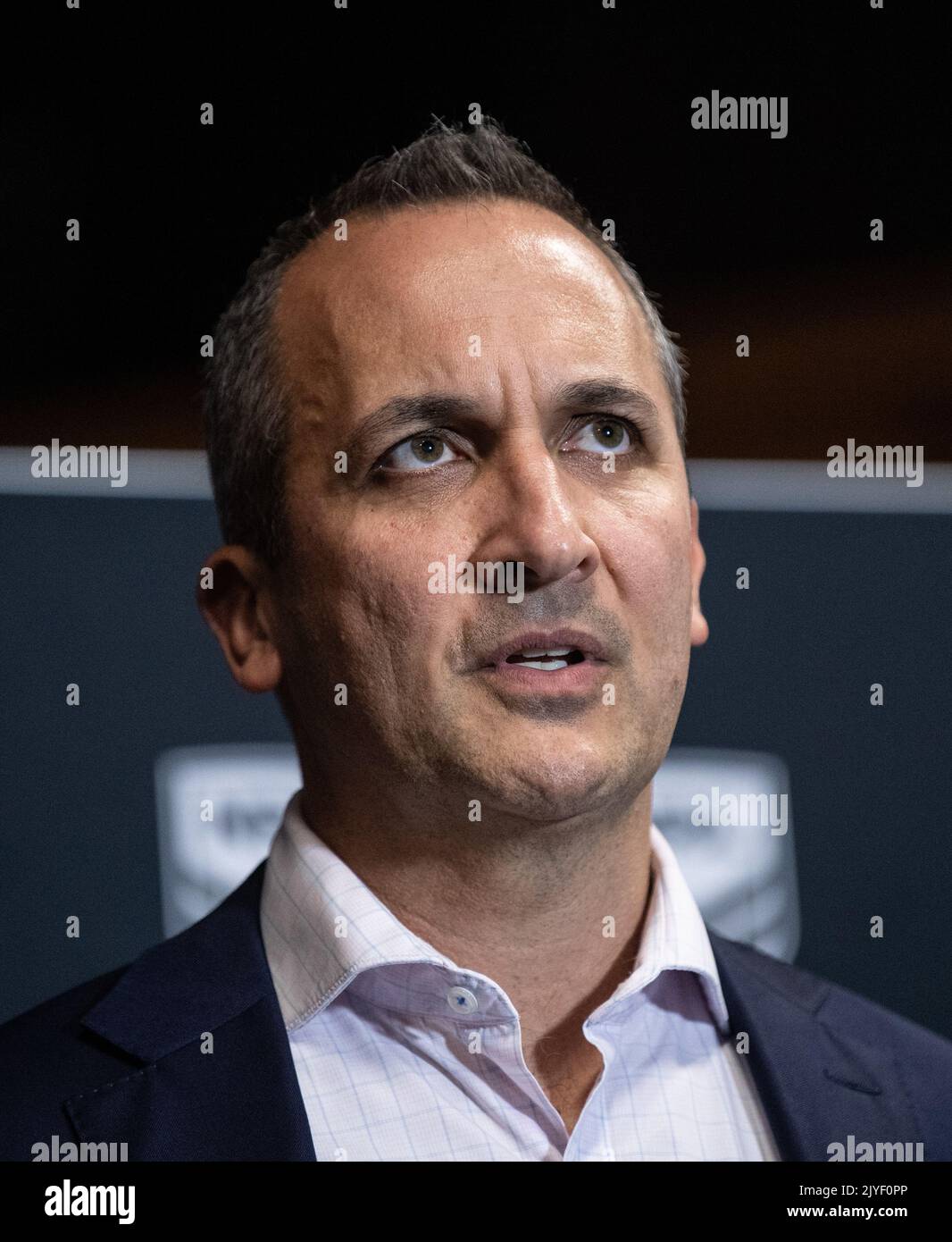 NRL Acting CEO Andrew Abdo speaks to the media during a press ...