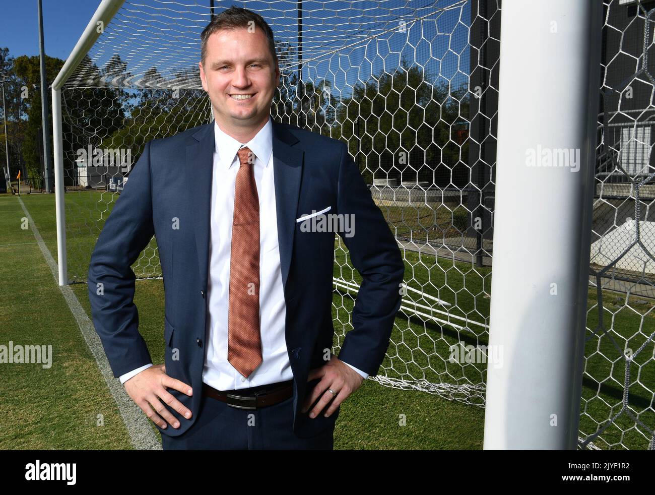 New Brisbane Roar coach Warren Moon is seen posing for a photograph at ...