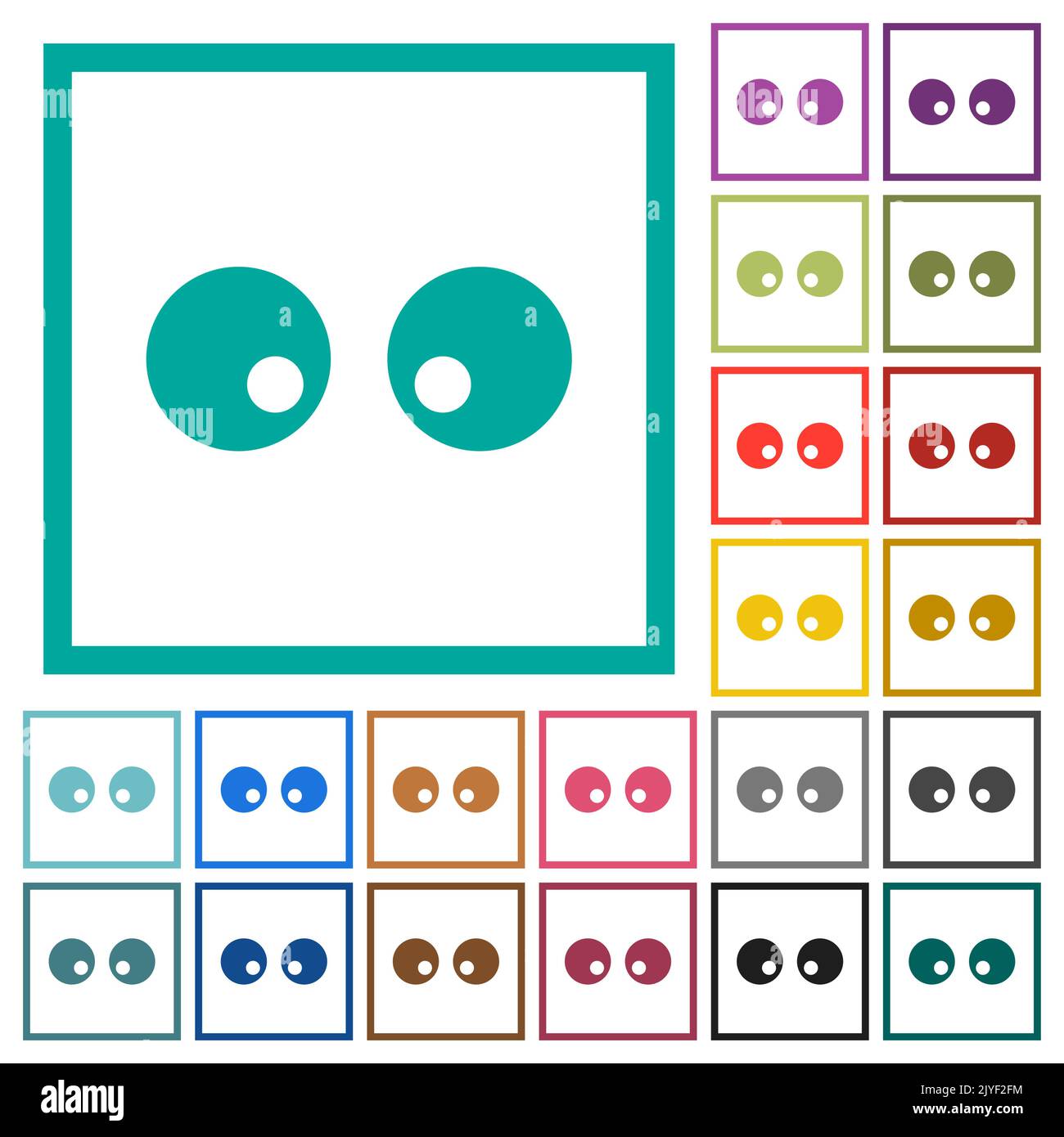 Watching eyes solid flat color icons with quadrant frames on white ...