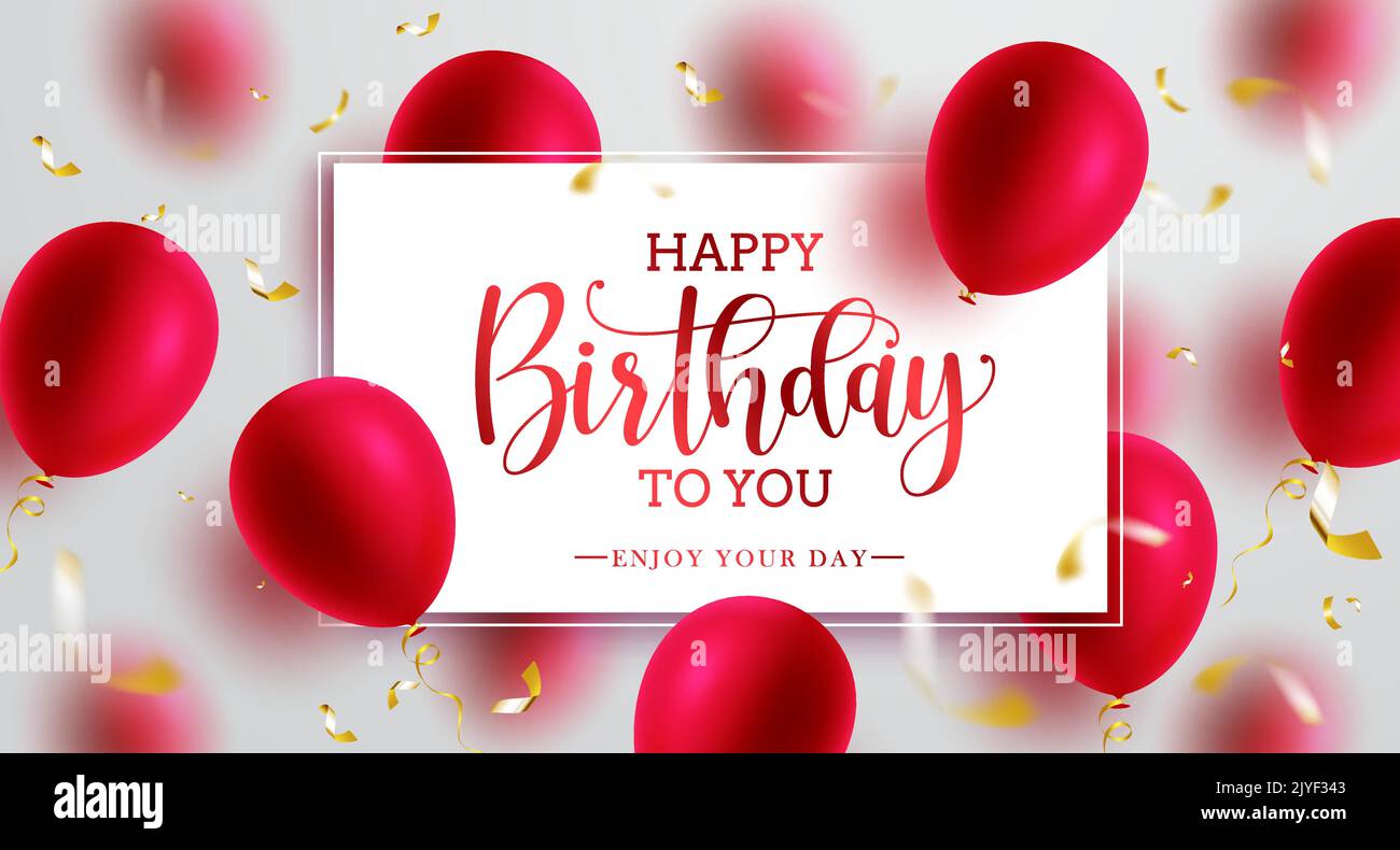 Birthday greeting vector template design. Happy birthday text in white ...