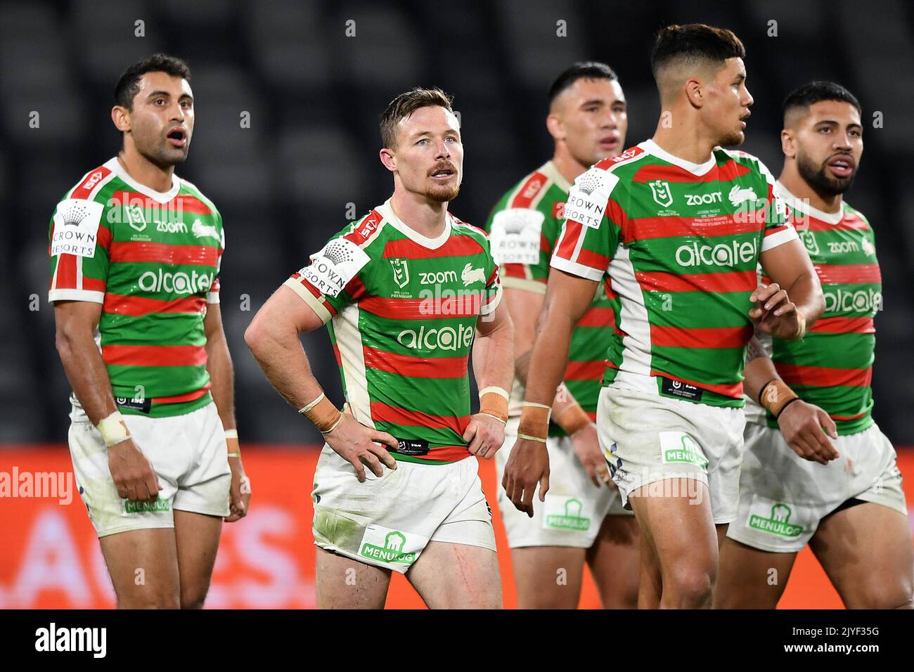 Damien Cook of the Rabbitohs reacts during the Round 10 NRL match ...