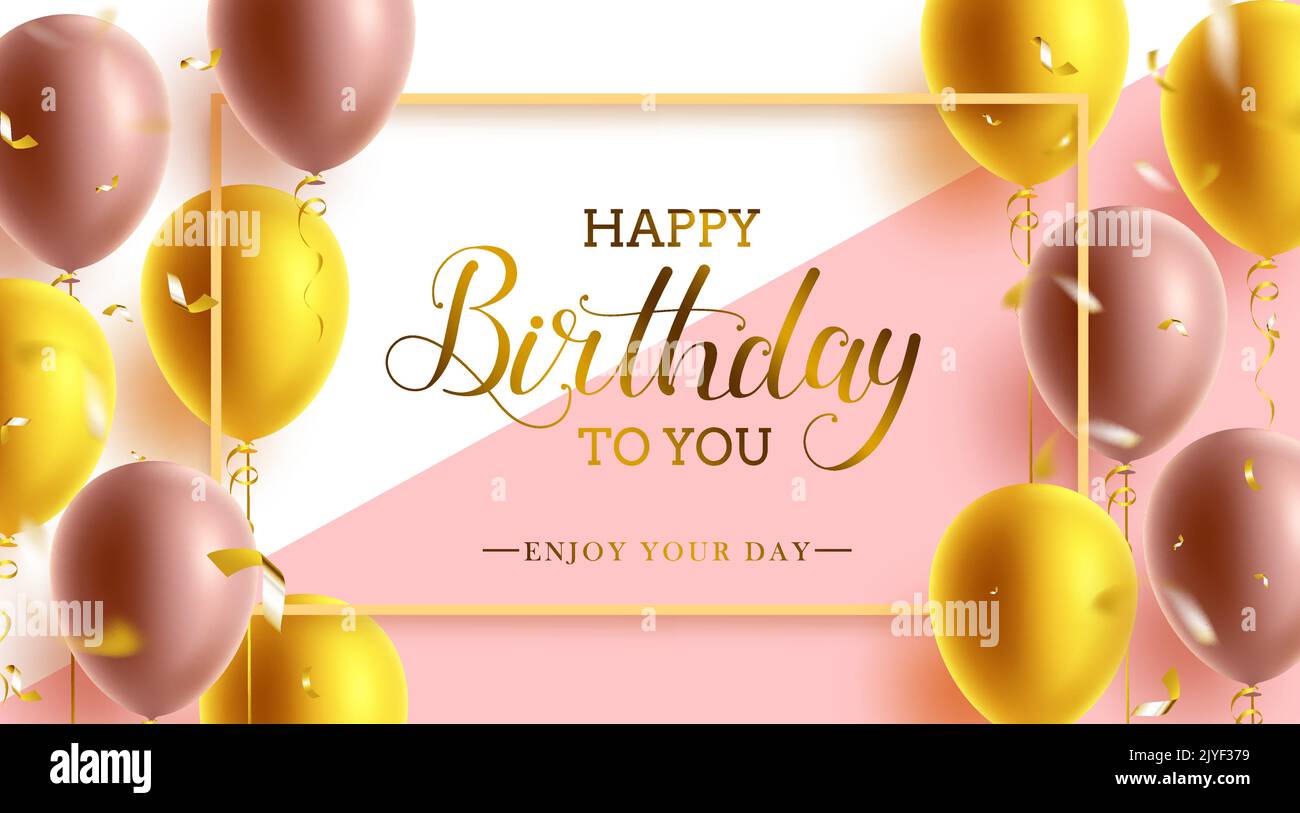 Birthday greeting vector template design. Happy birthday to you text in ...